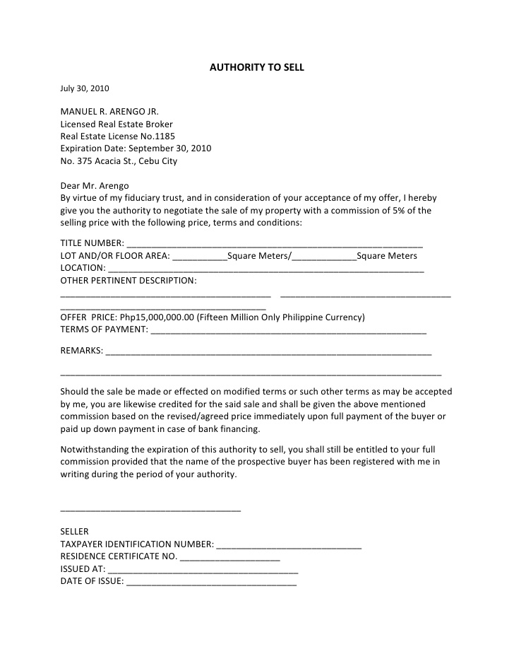 5 Real Estate Property Offer Letter Template Bill Of Sale Form 